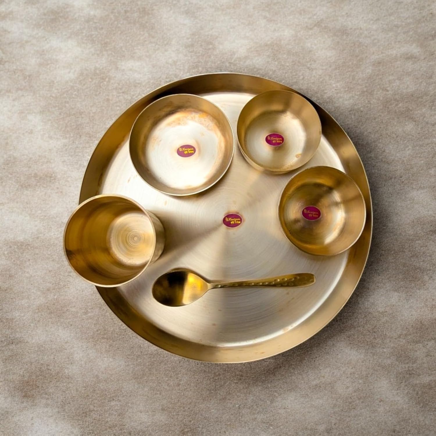 Kansyam Pure Bronze 7 pcs Kansa Hammered Thali Dinner Set | CarryHome